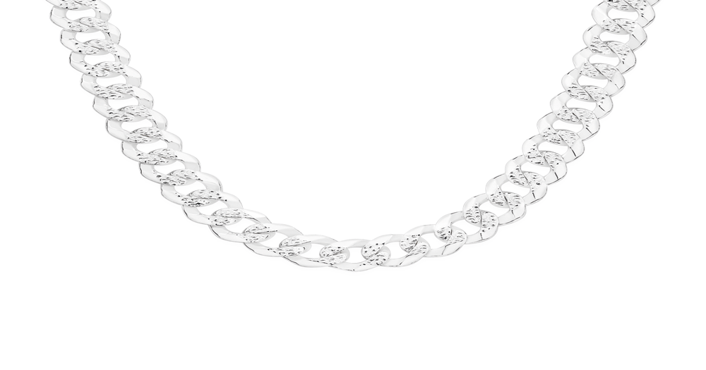 Silver 50cm Fancy Dia Cut Curb Chain | Pascoes