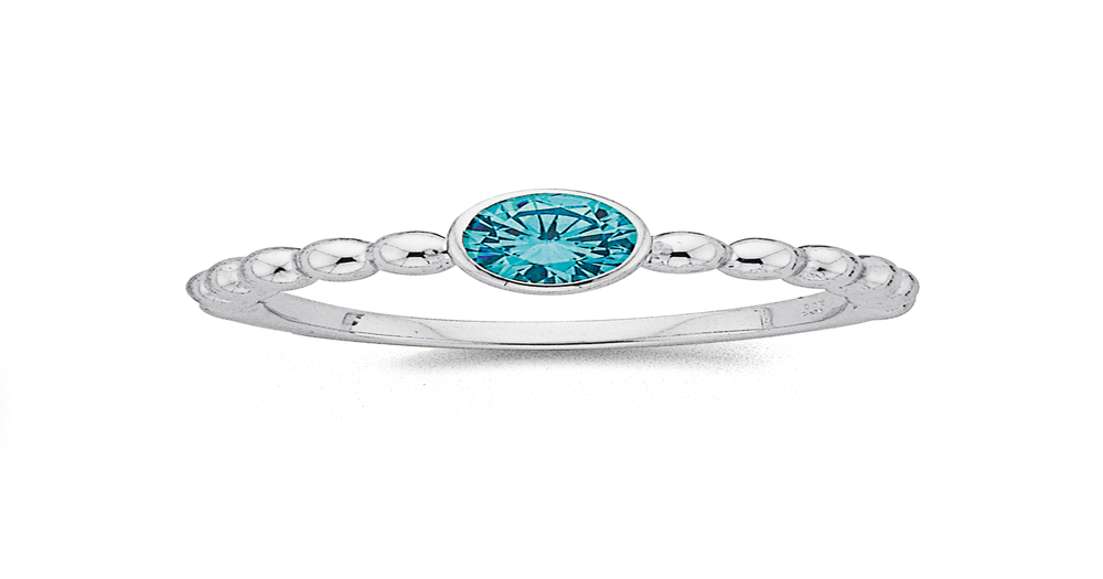 Silver Blue Cubic Zirconia Stacker Ring in Blue | Pascoes