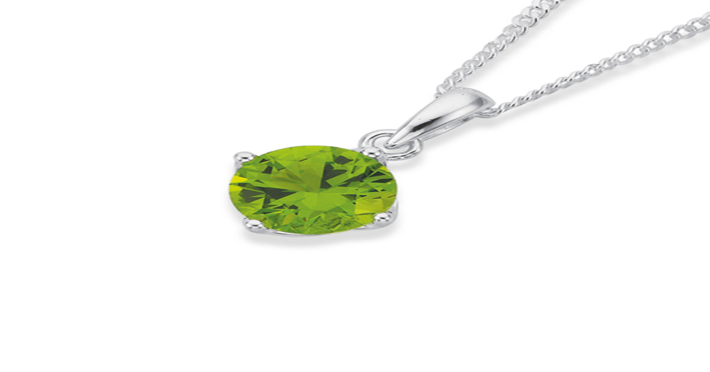 Silver Light Green Cz 6.5mm Claw Set Pendant in Green | Pascoes