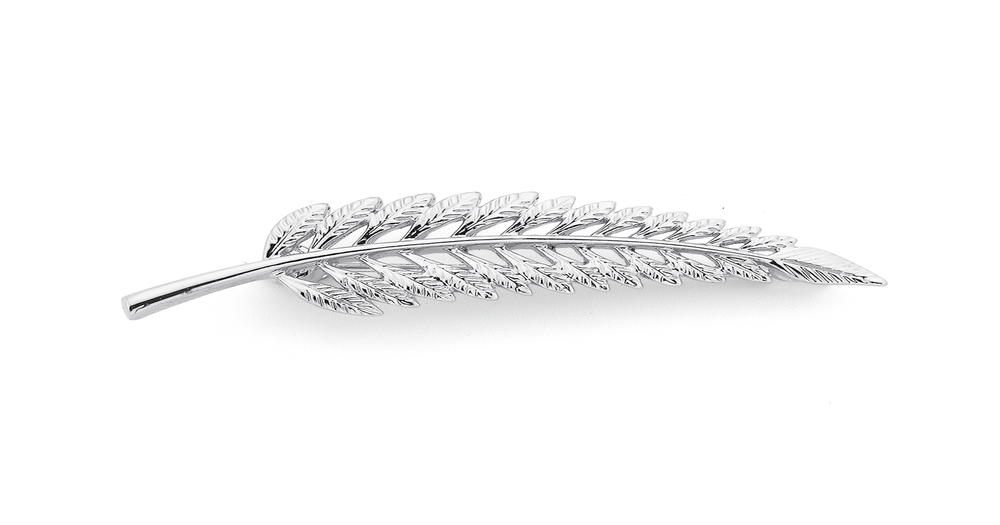 Silver Plated 45mm Silver Fern Brooch | Pascoes