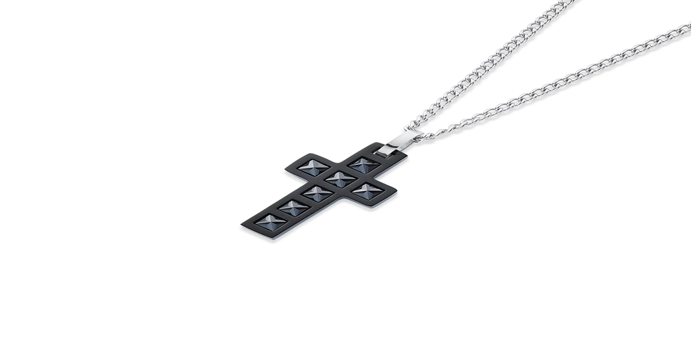 Stainless Steel Chisel Black Square Cross | Pascoes