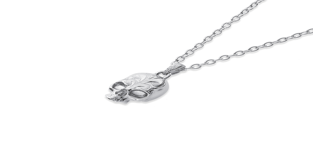 Stainless Steel Chisel Engraved Skull Pendant | Pascoes