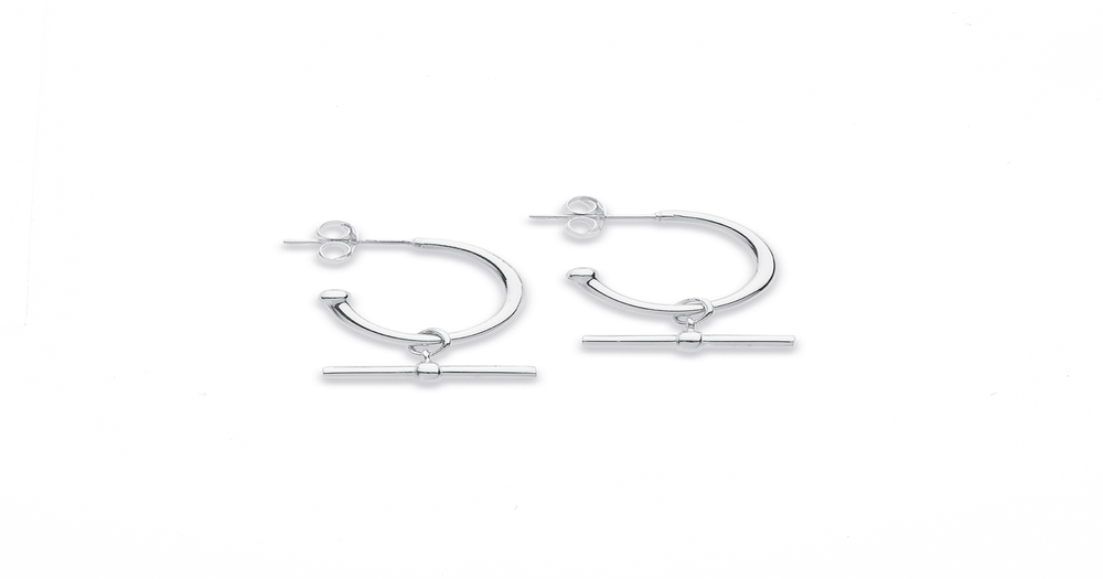 Sterling Silver 3/4 Hoops With T-bar | Pascoes