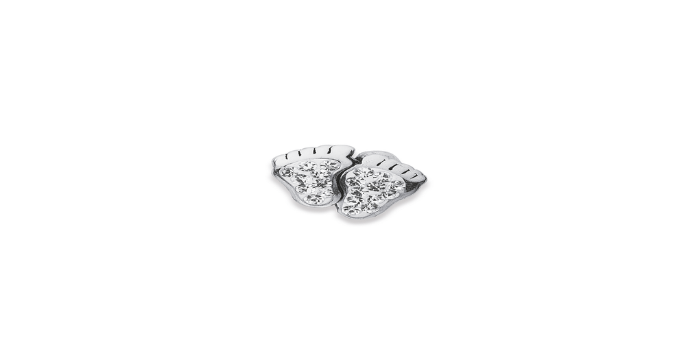 Sterling Silver Crystal Baby Feet Addorn Charm | Pascoes