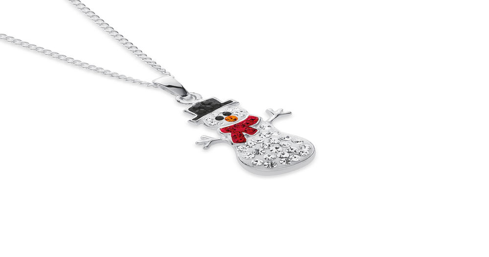 Sterling Silver Crystal Snowman Pendant | Pascoes