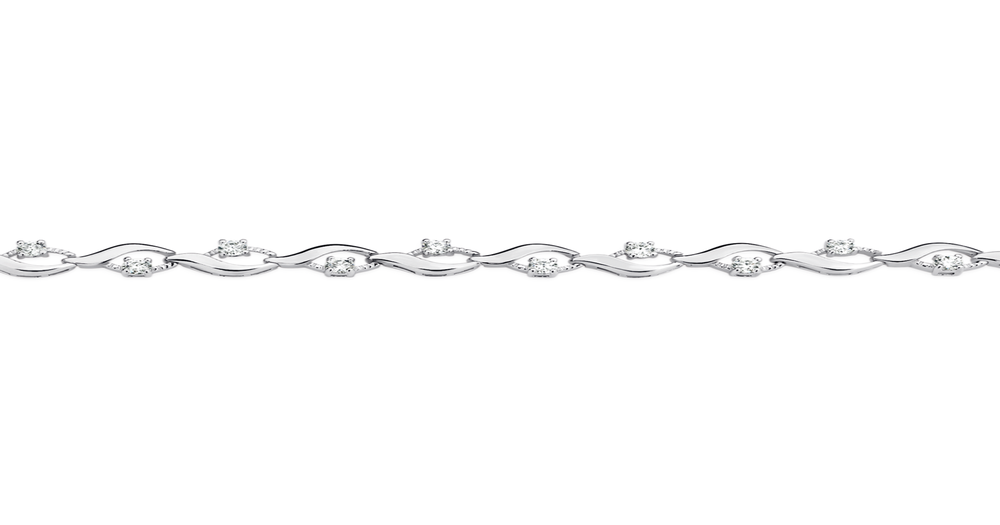 Sterling Silver Cubic Zirconia Crossover Loop Bracelet in White | Pascoes