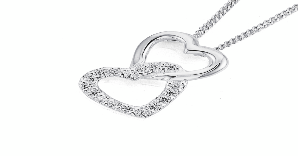 Sterling Silver Cubic Zirconia Heart Pendant in Clear | Pascoes