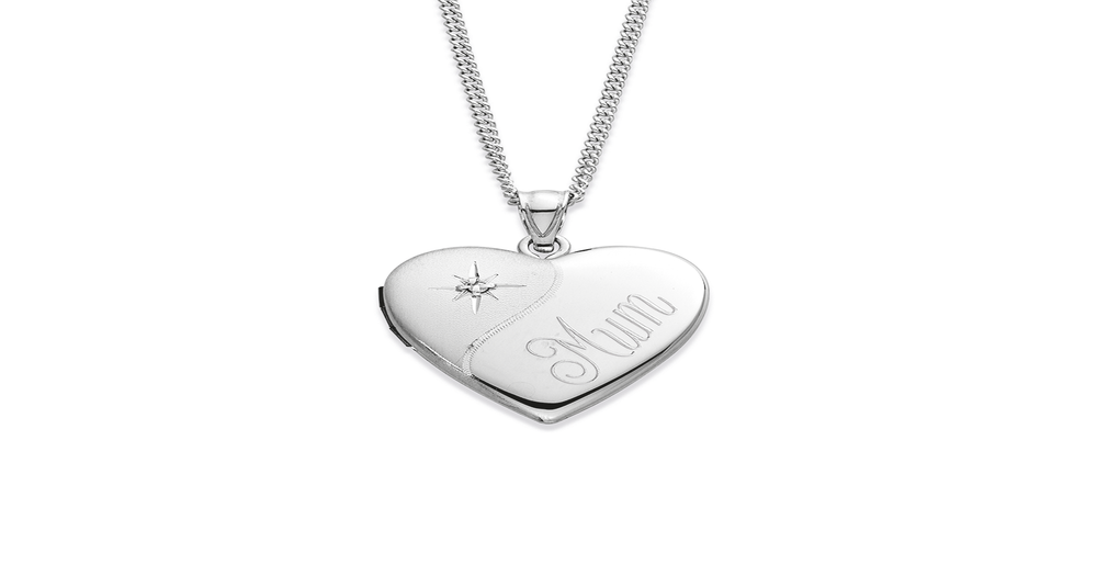 Sterling Silver Diamond Set Mum Heart Locket | Pascoes