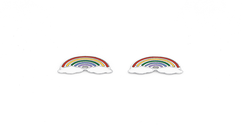 Sterling Silver Enamel Rainbow Studs | Pascoes
