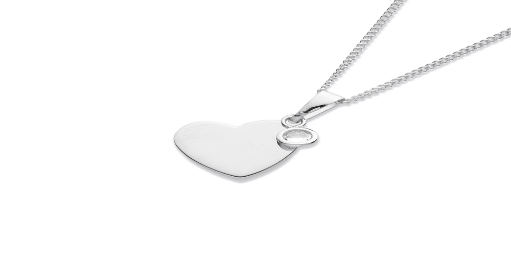 Sterling Silver Heart With Cubic Zirconia Pendant in Clear | Pascoes