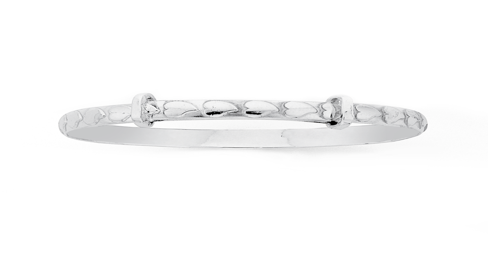 Sterling Silver Hearts Baby Expander Bangle | Pascoes