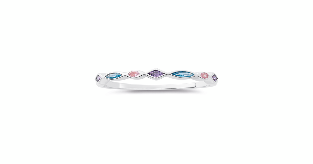Sterling Silver Multicolour Cubic Zirconia Ring in Multi-colour | Pascoes