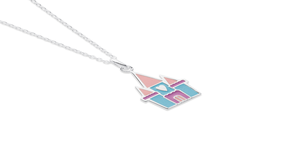 Sterling Silver Multicolour Enamel Castle Pendant in Multi-colour | Pascoes