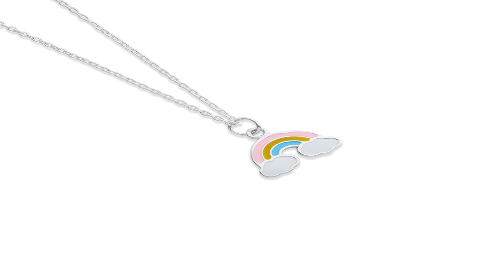 Sterling Silver Multicolour Enamel Rainbow Pendant in Multi-colour ...