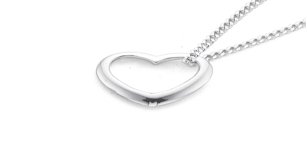 Sterling Silver Open Heart Pendant | Pascoes