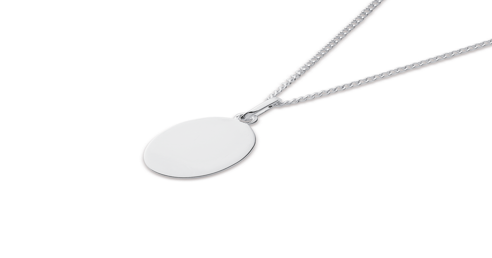 Sterling Silver Oval Pendant Engravable | Pascoes