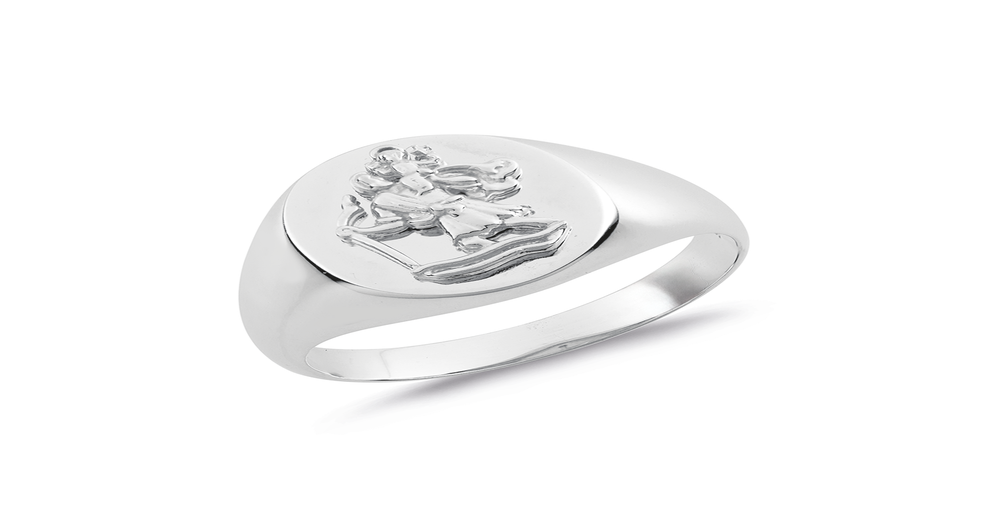Sterling Silver Oval St. Christopher Ring | Pascoes