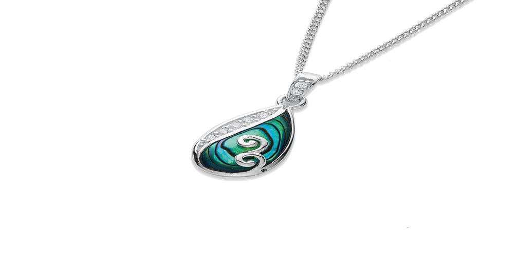 Sterling Silver Paua Koru Pendant in Multi-colour | Pascoes