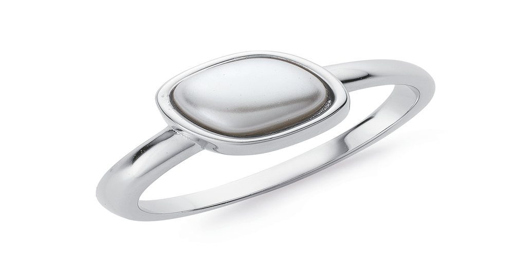 Sterling Silver Shell Pearl Ring in White | Pascoes