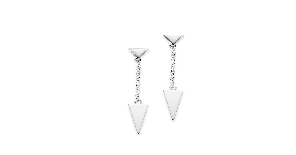 Triangle Chain Drop Earrings In Sterling Silver | Pascoes